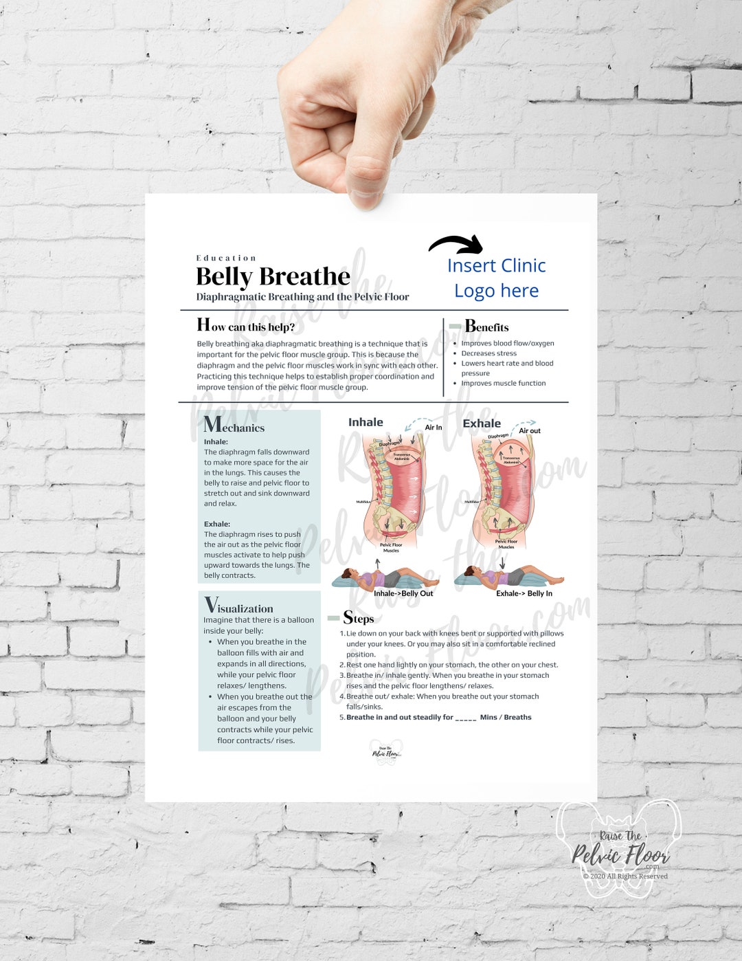 DIGITAL DOWNLOAD* Belly Breathing Steps Patient Education Handout ...
