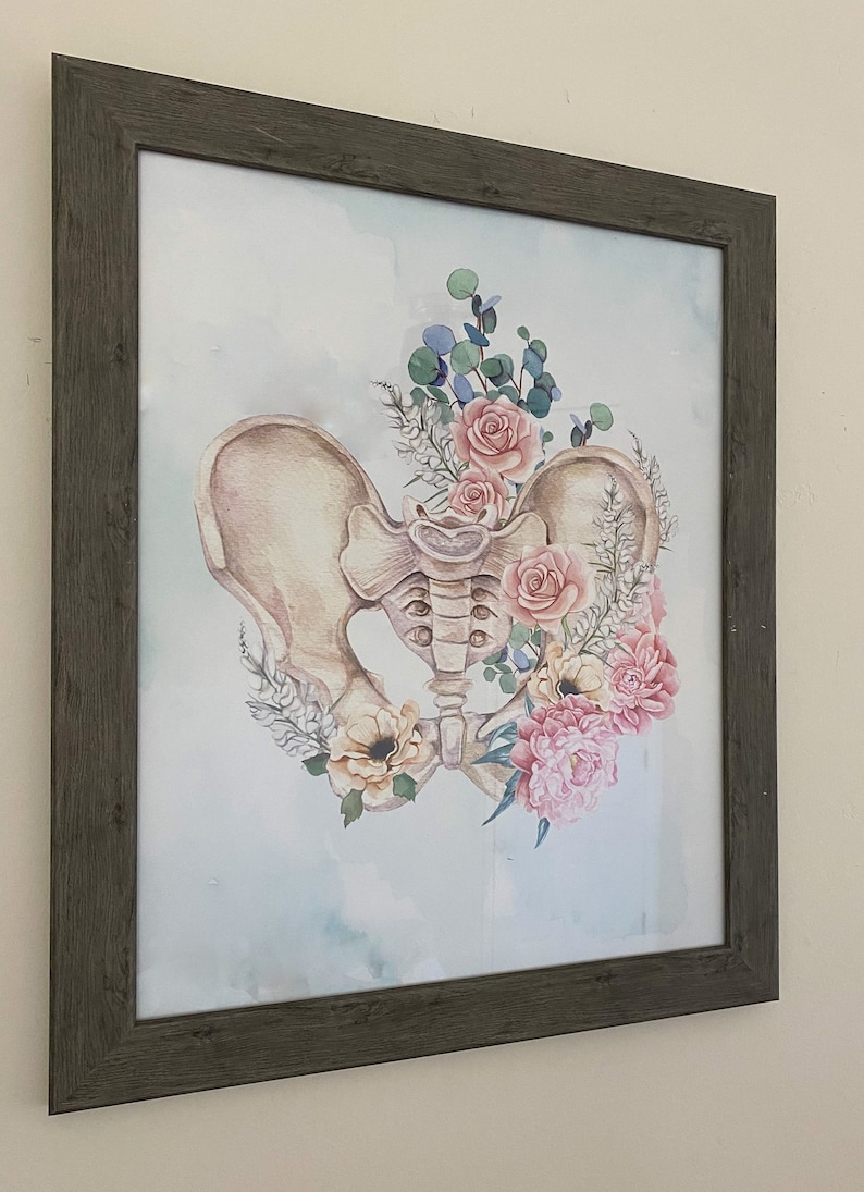 Pelvis Anatomy Flower Art | Therapy Office Decor Anatomy Art Poster ...