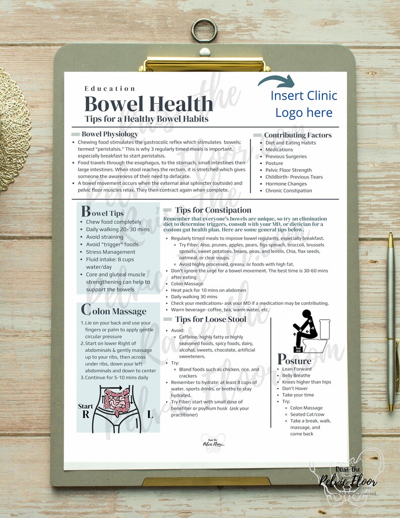 DIGITAL DOWNLOAD Bowel Health Patient Education Handout 8.5 - Etsy