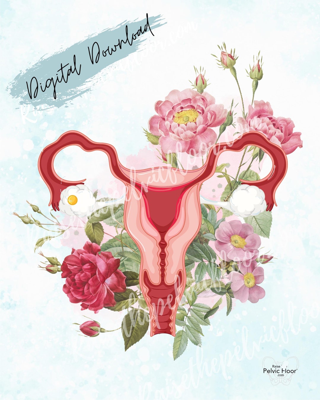 Uterus & Flower Art Empowering Pelvic Health Feminine Decor Pelvic ...