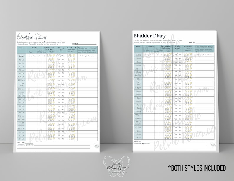 Bladder Diary Handout *DIGITAL DOWNLOAD* | Bladder Void Log Track ...