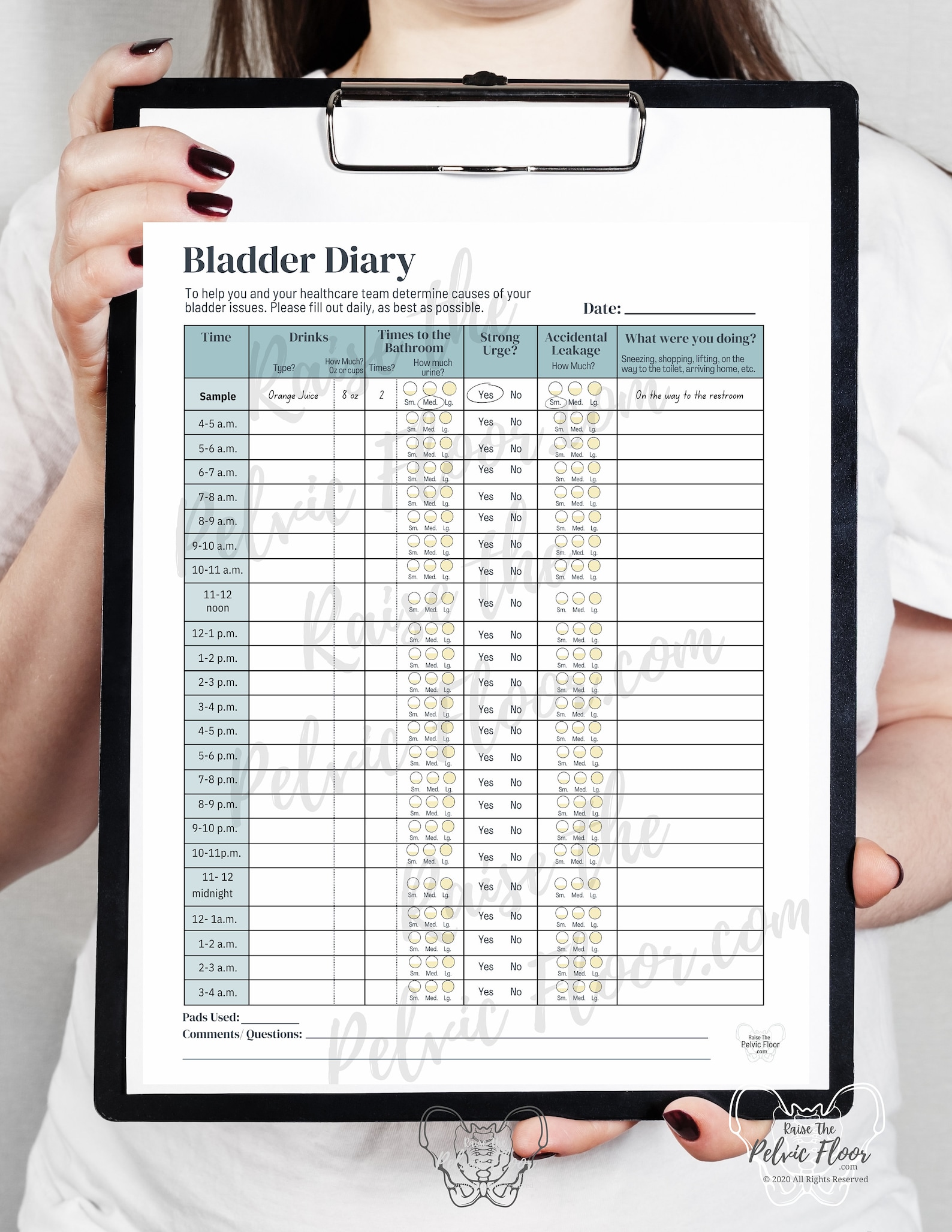 Bladder Diary Handout *DIGITAL DOWNLOAD* | Bladder Void Log Track ...