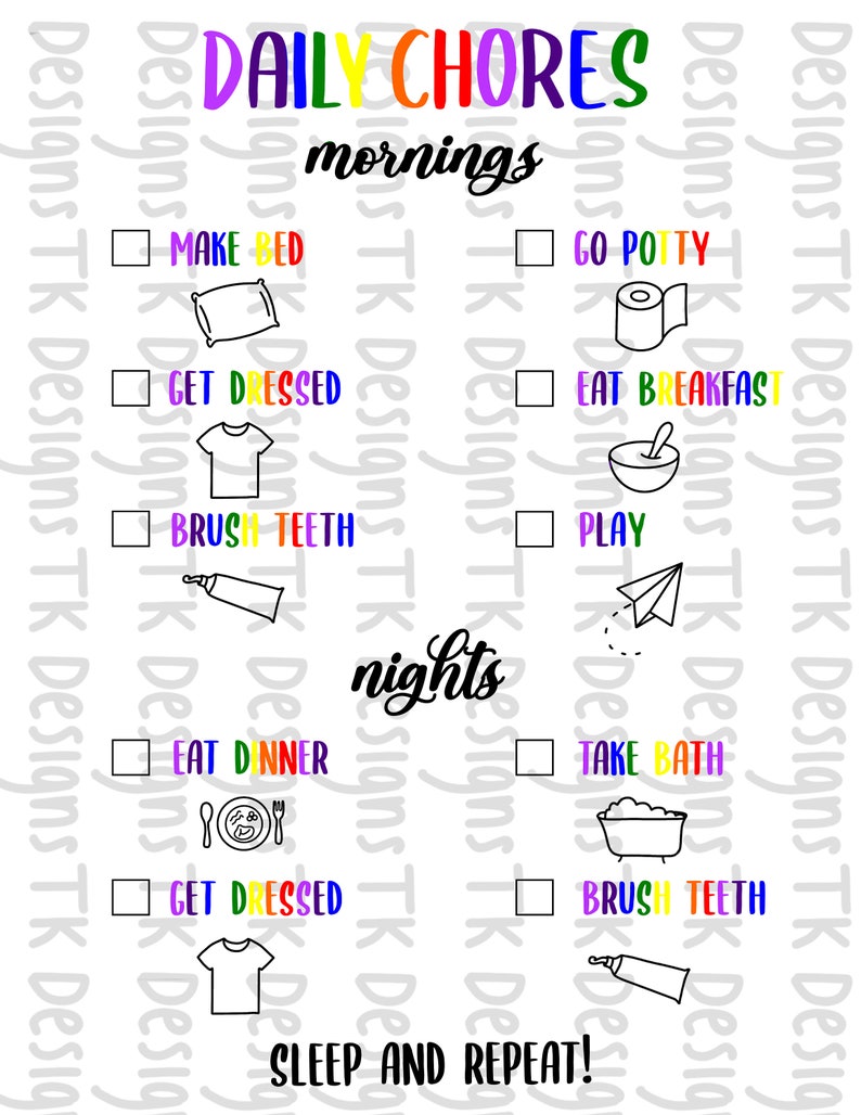 Tableau de corvée imprimable pour les enfants et les tout-petits - Etsy ...