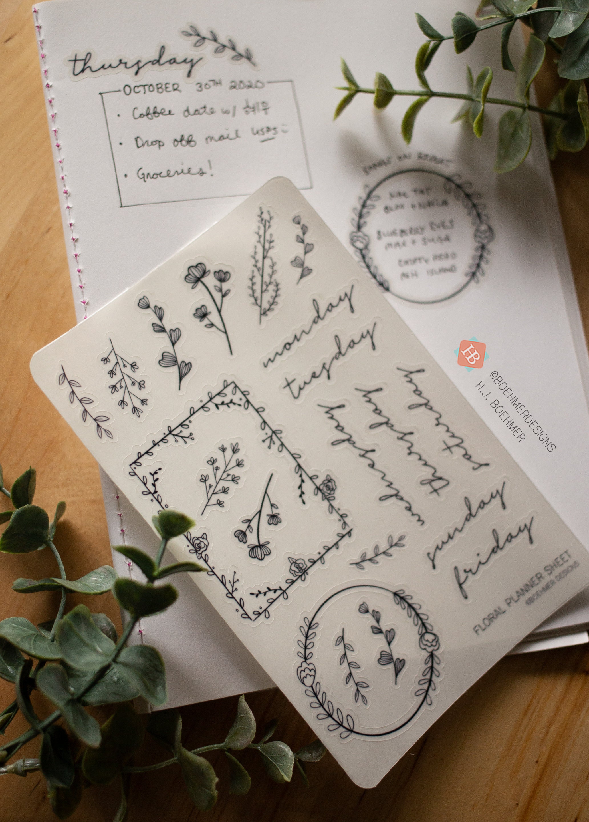 Floral Bullet Journal Stickers/clear Floral Sticker/clear | Etsy