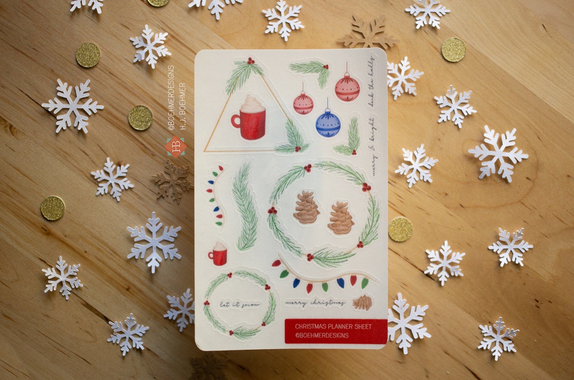 Christmas Planner Stickers/christmas Bullet Journal Stickers/holiday ...