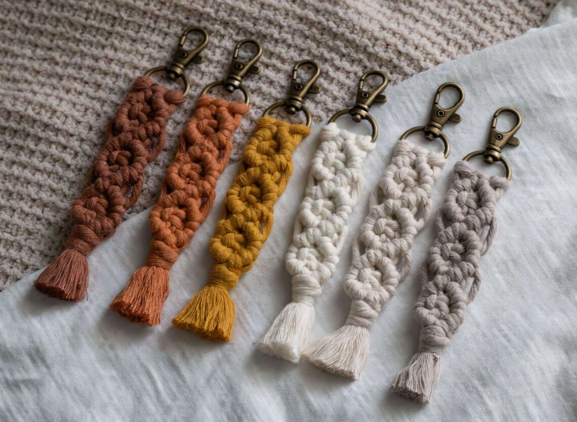 Earthy Macrame Fringe Keychain Macrame Tassel Keychain Keychain for ...