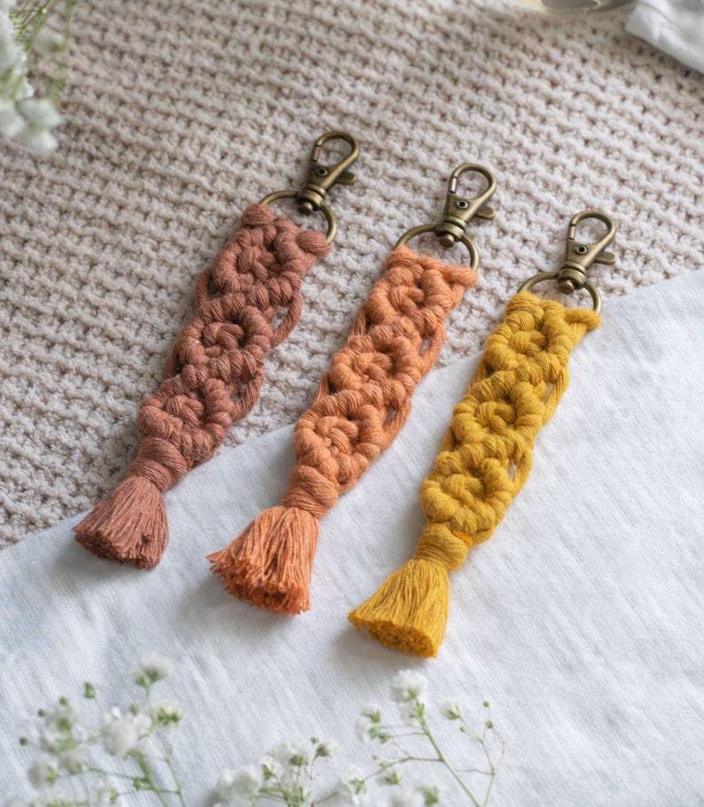 Earthy Macrame Fringe Keychain Macrame Tassel Keychain Keychain for ...