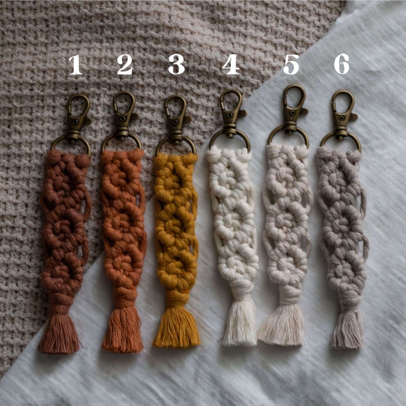 Earthy Macrame Fringe Keychain Macrame Tassel Keychain Keychain for Bridesmaid Gift Boho Macrame ...