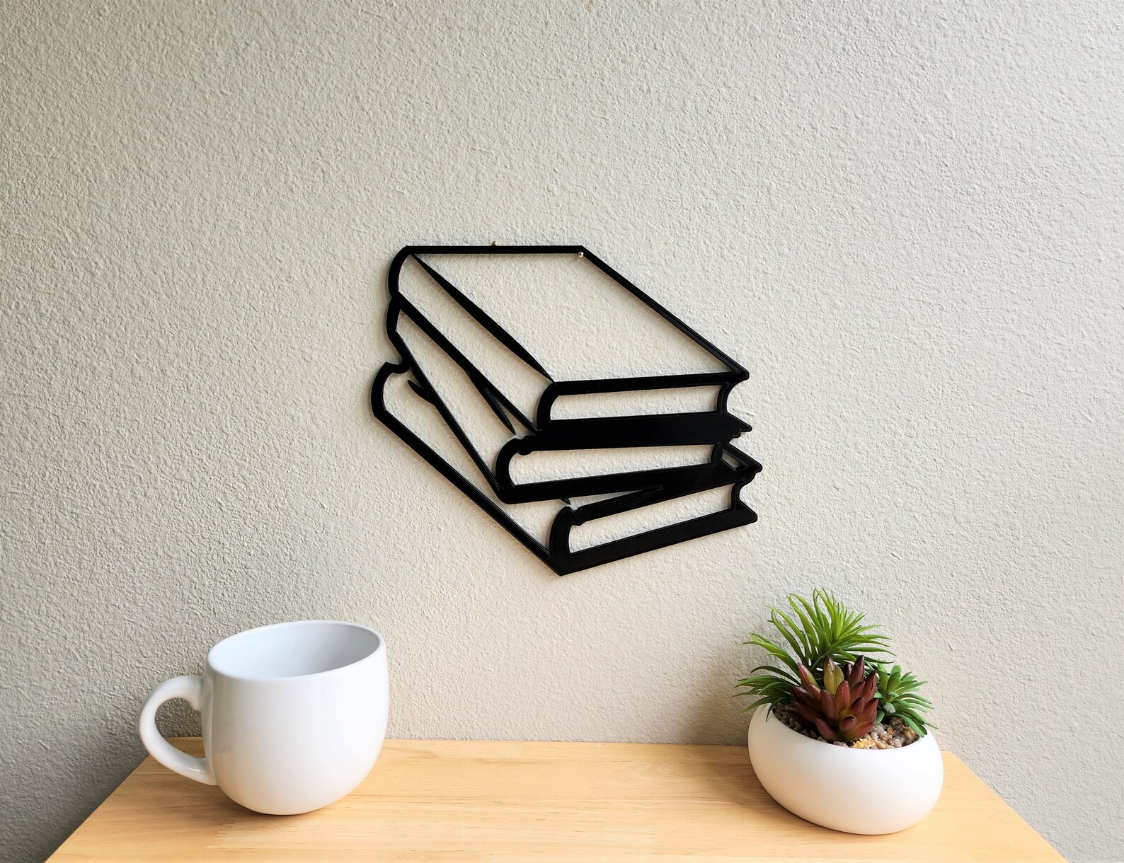 Book Stack Wall Art | Cute Book Wall Decor | Open Book Art | Reading ...