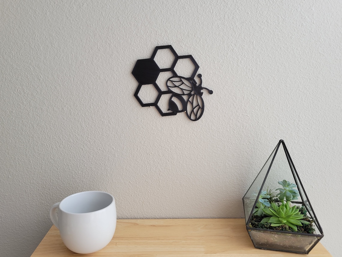 Bee Honeycomb Wall Art Six Honeycomb Bee Wall Art Honey | Etsy