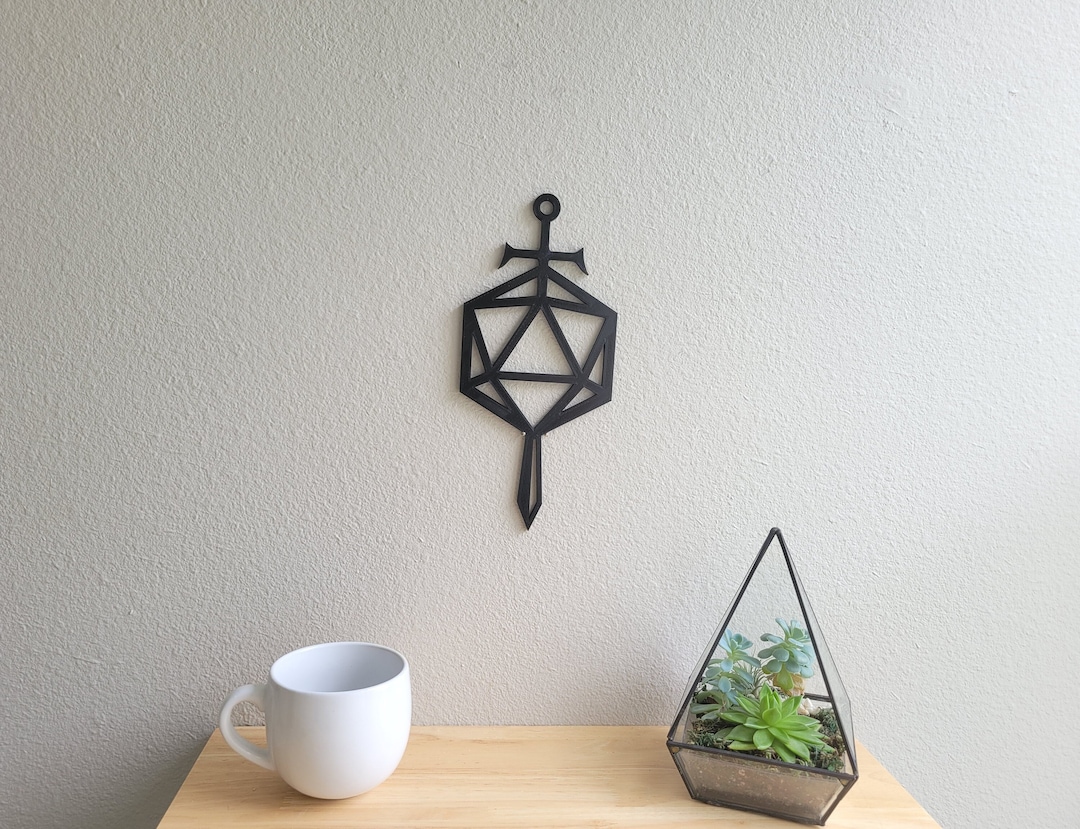 D20 Sword Wall Art | Dice Sword | D20 Sword | Icosahedron Die Art | D20 ...