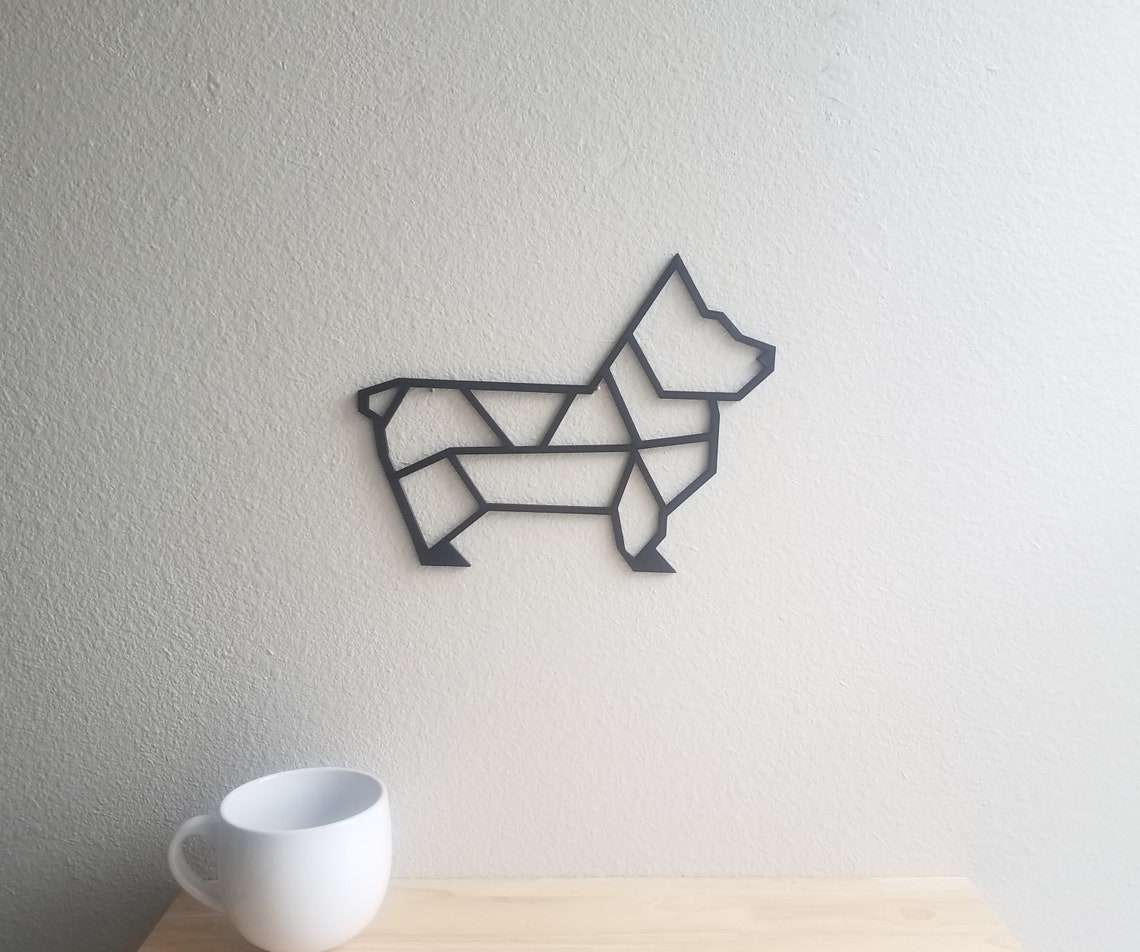 Corgi Wall Art Geometric Corgi 3D Printed Dog Cute Home | Etsy