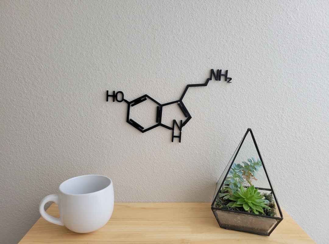 3D Printed Serotonin Molecule Wall Art | Chemistry Decor - Etsy