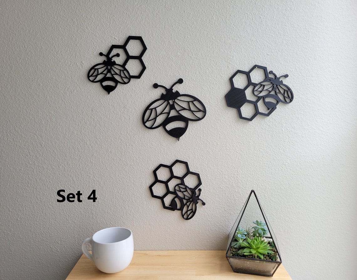 Bee Honeycomb Wall Art Three Honeycomb Bee Wall Art Honey | Etsy