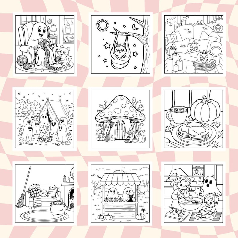 Spooky Coloring Pages 9 Cute & Cozy Halloween Themed Pages Vol.2 ...