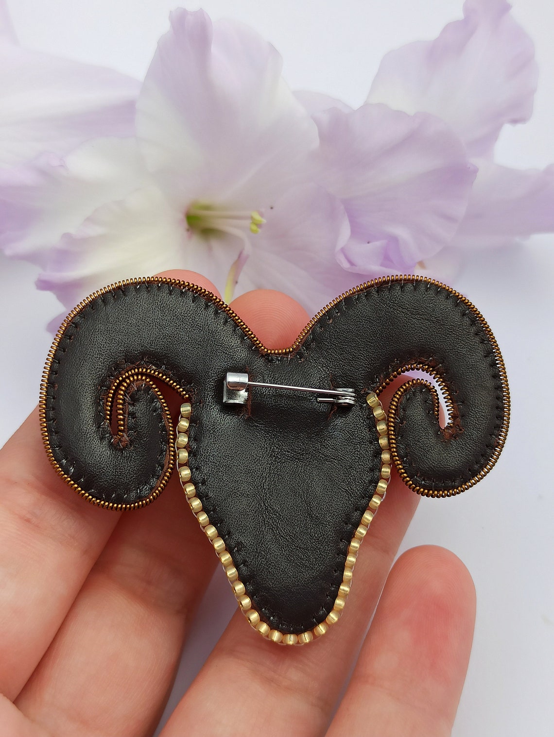 Brooch zodiac sign Aries with handmade beads | Etsy