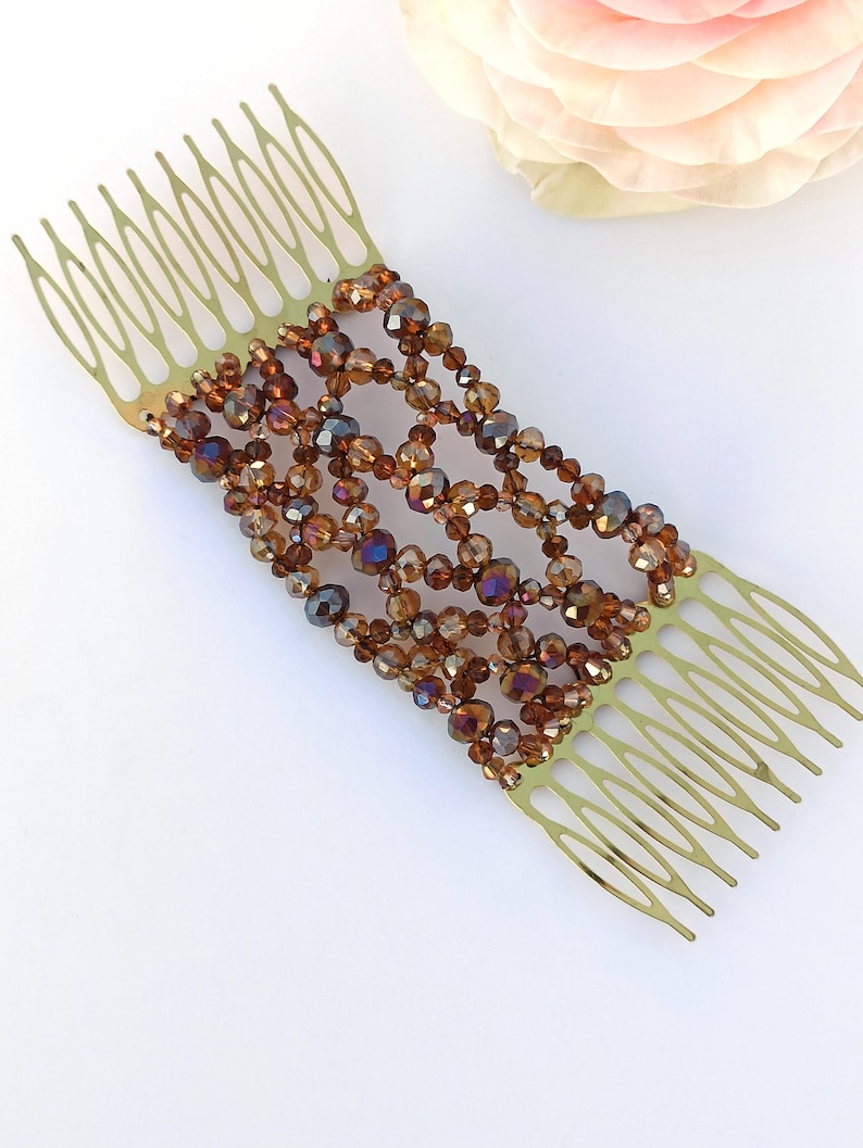 Beaded Double Hair Comb: Crystal Accent French Twist Clip - Etsy