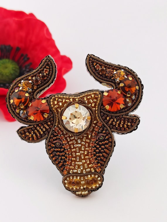 Zodiac Brooch Taurus Zodiac Sign Taurus Embroidered Brooch - Etsy UK