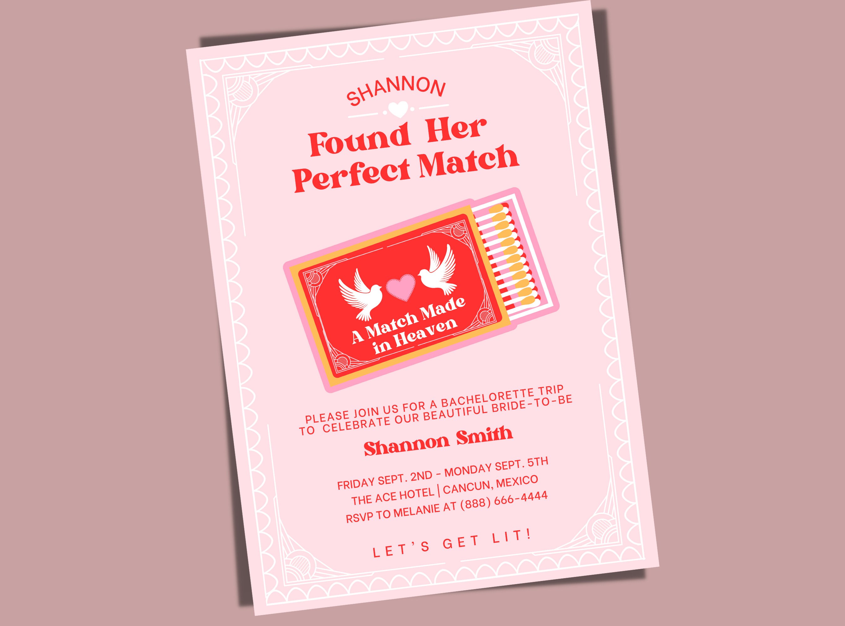 Perfect Match Retro Bachelorette Invite and Itinerary // - Etsy