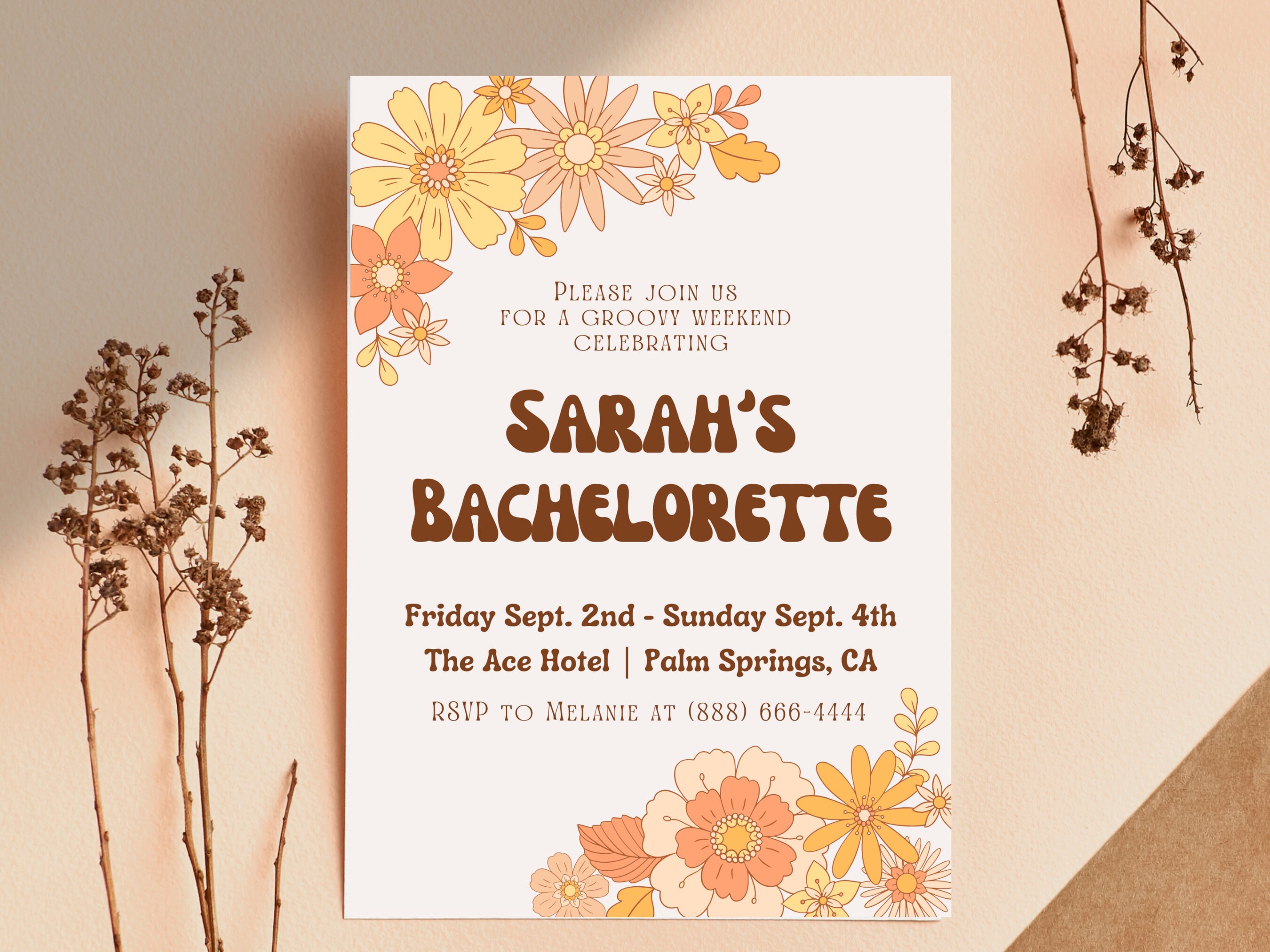 Retro Bachelorette Invite and Itinerary // Editable Template - Etsy
