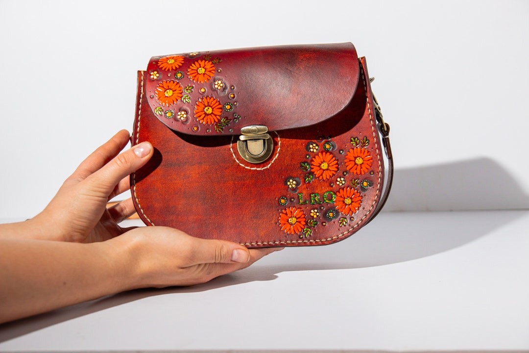 Custom Flower Bag, Flower Purse, Bags Fro Women, Leather Crossbody Bag ...
