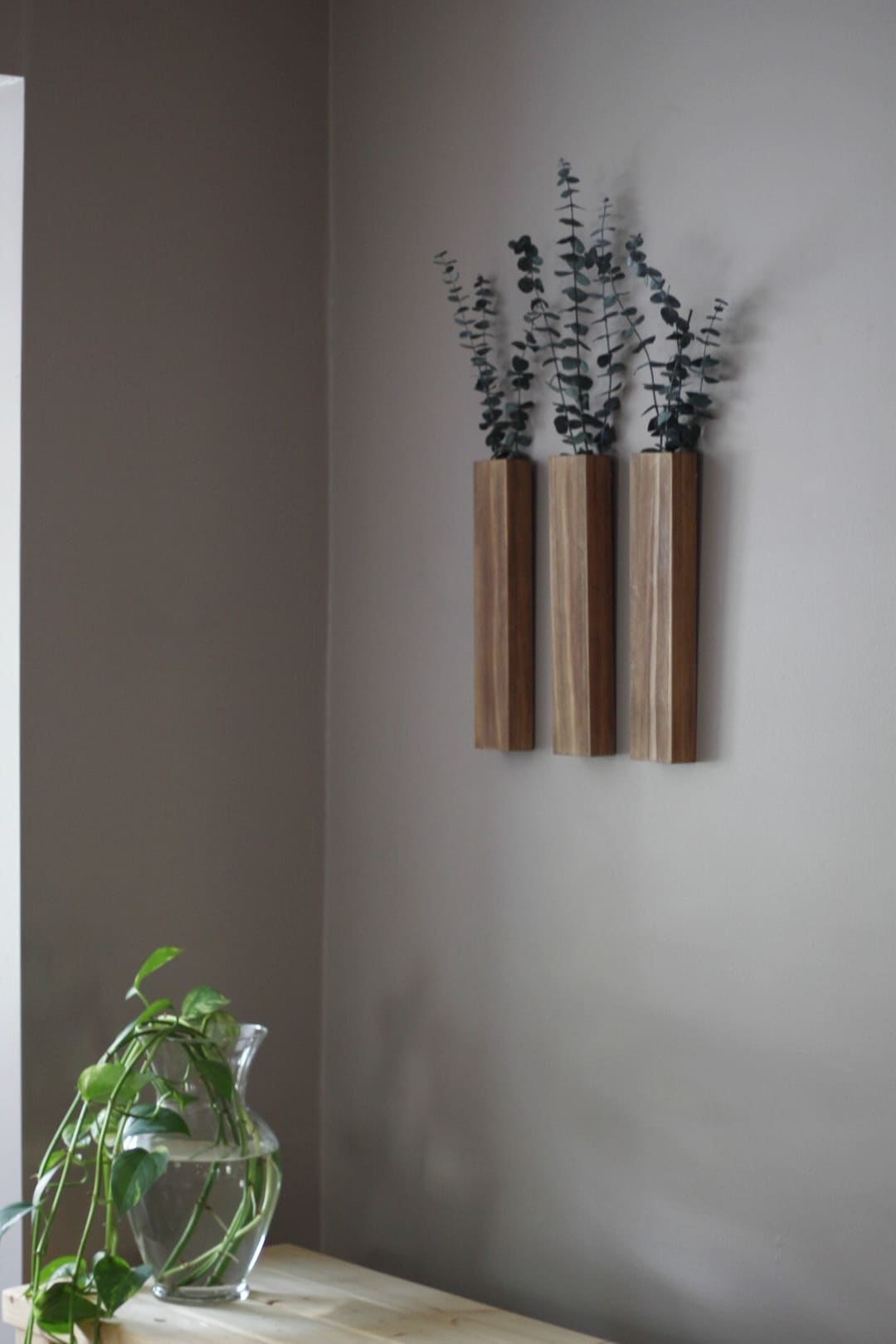 Slim 12 Inch Wood Wall Pocket With Preserved Eucalyptus - Etsy