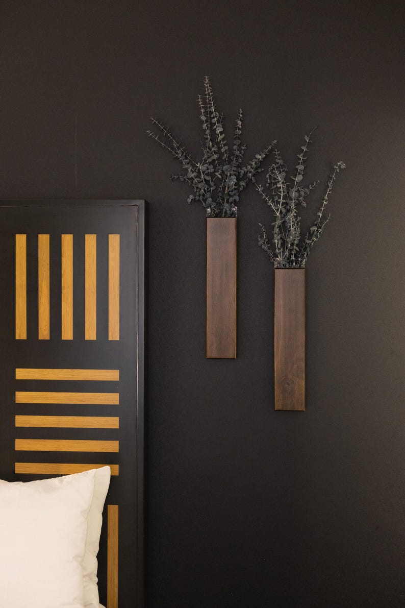 Long Slim 16 Inch Wood Wall Pocket With Preserved Eucalyptus - Etsy