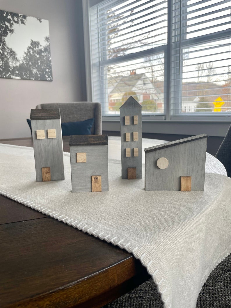 Mini Wood Houses Set of Two - Etsy