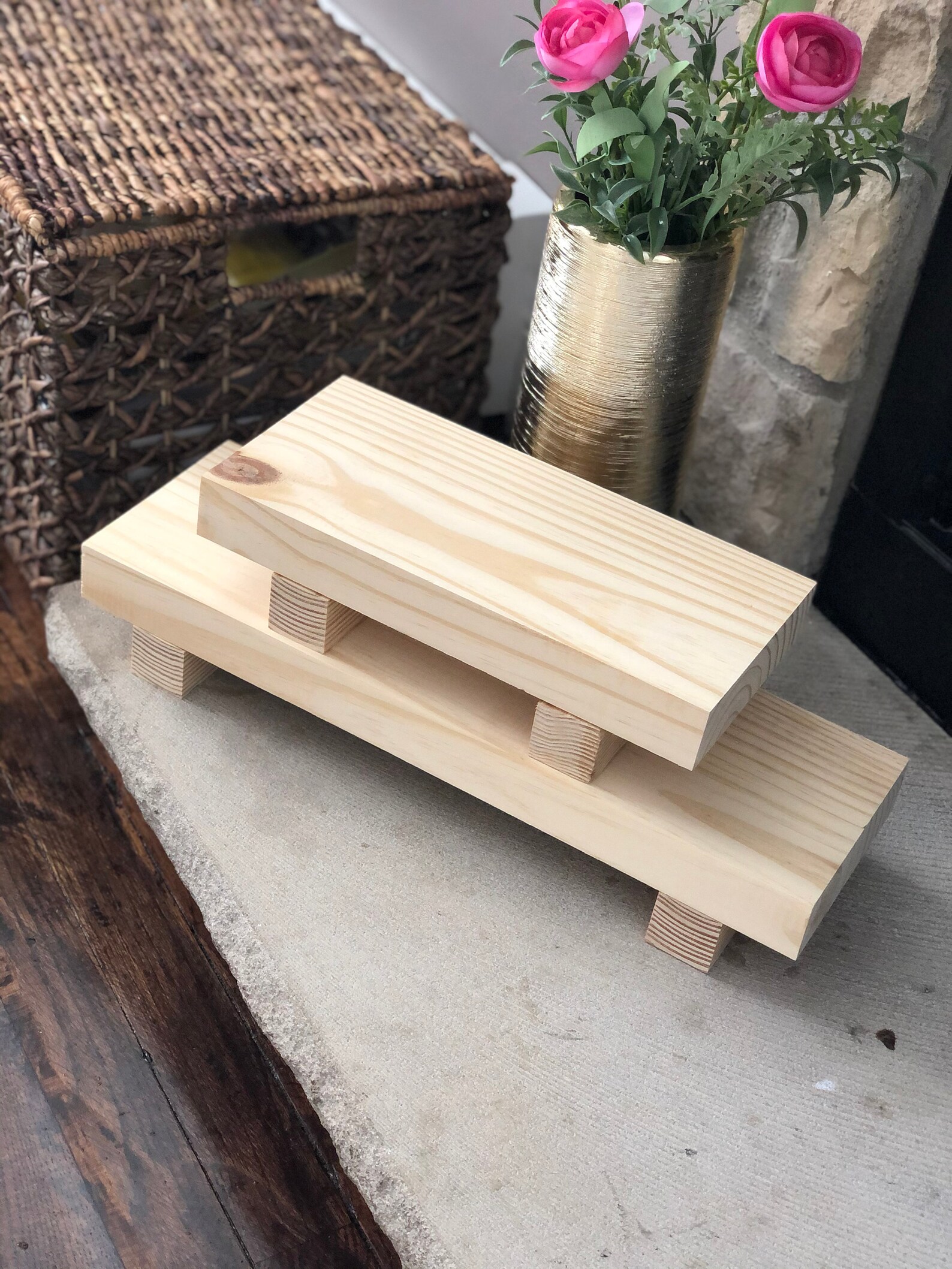 Thick Wood Riser Stand Wood Pedestal for Home Decor Plants | Etsy