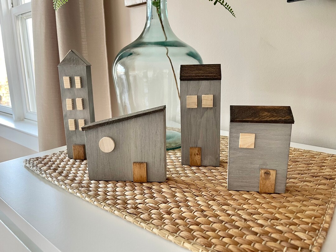 Mini Wood Houses | Set of Two - Etsy