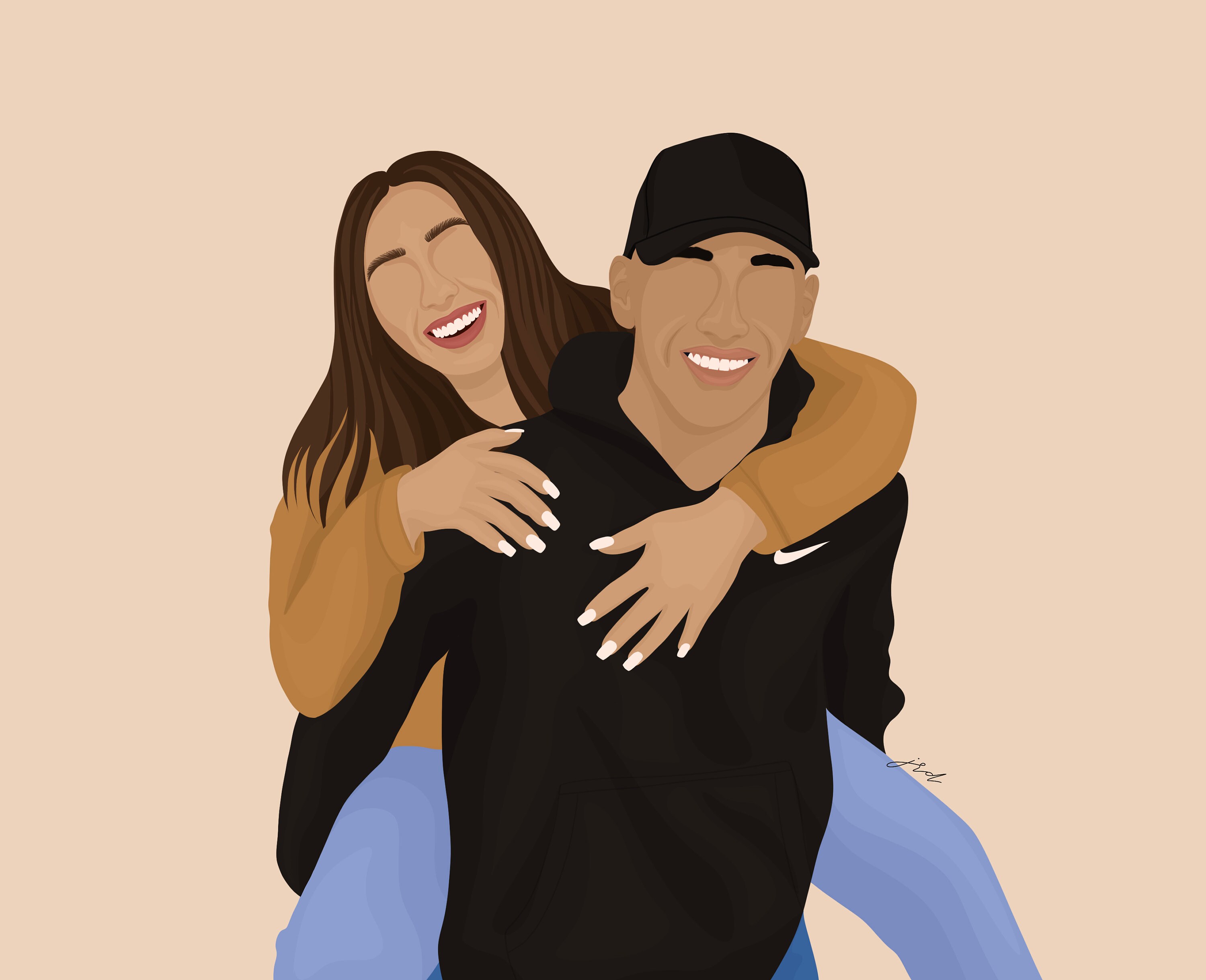 Custom 2 Person Illustration Birthday Anniversary | Etsy