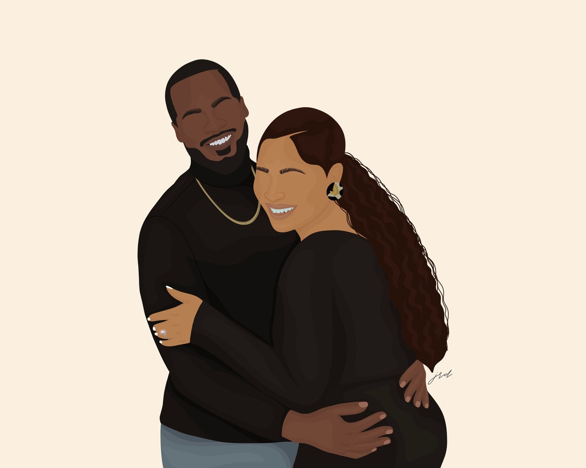 Custom 2 Person Illustration Birthday Anniversary | Etsy