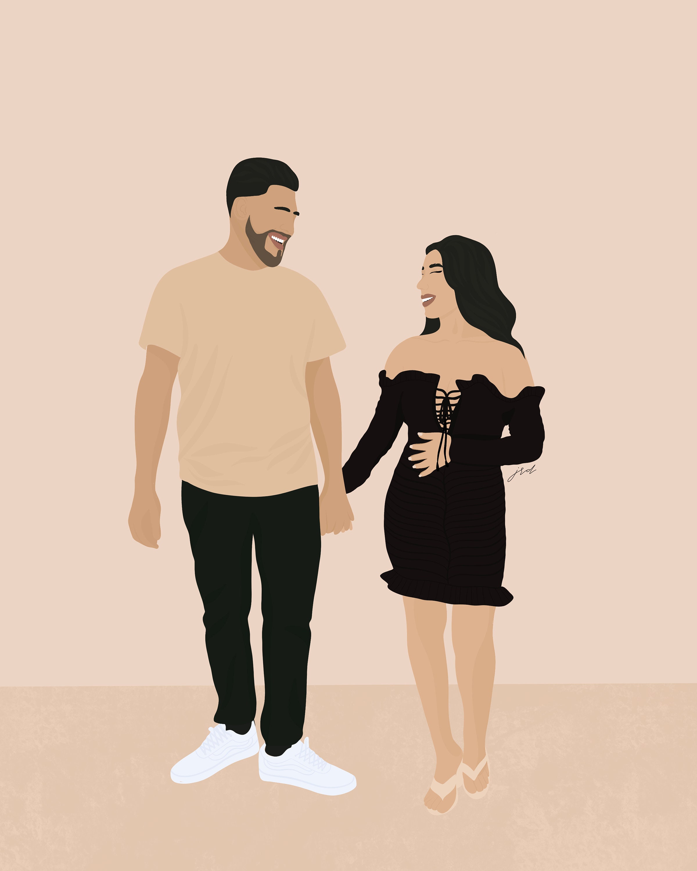 Custom 2 Person Illustration Birthday Anniversary | Etsy