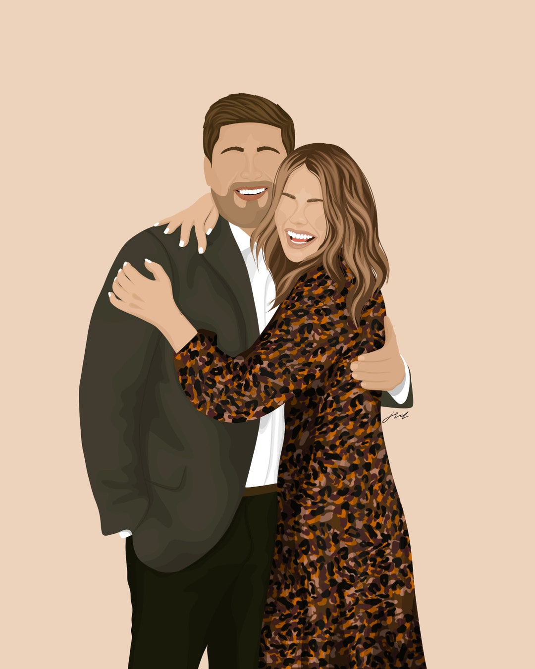 Custom 2 Person Illustration | Birthday | Anniversary | Engagement ...