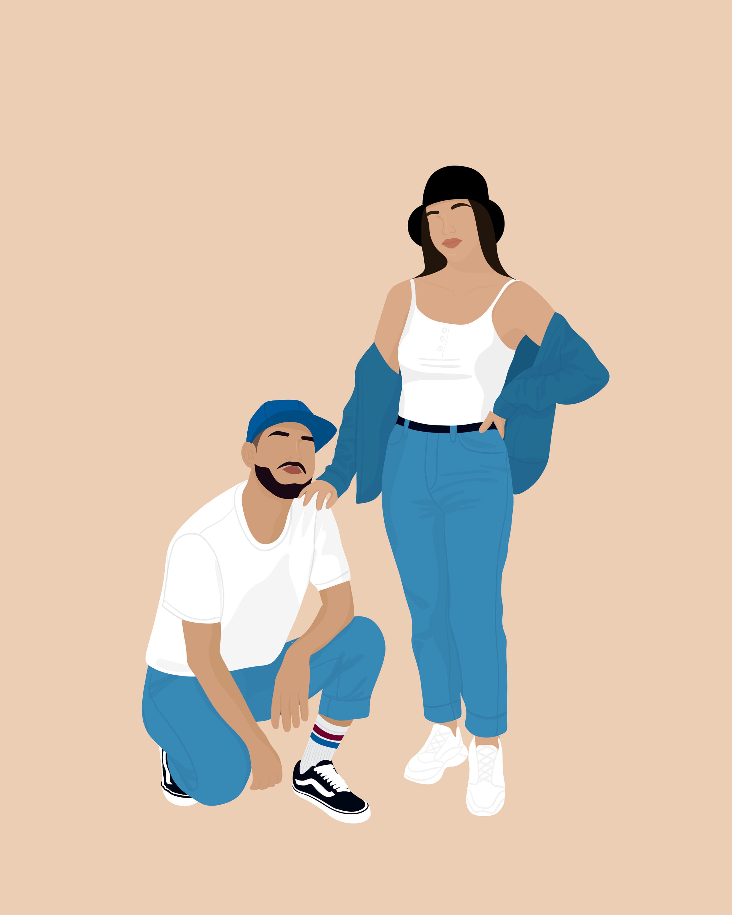 Custom 2 Person Illustration Birthday Anniversary | Etsy