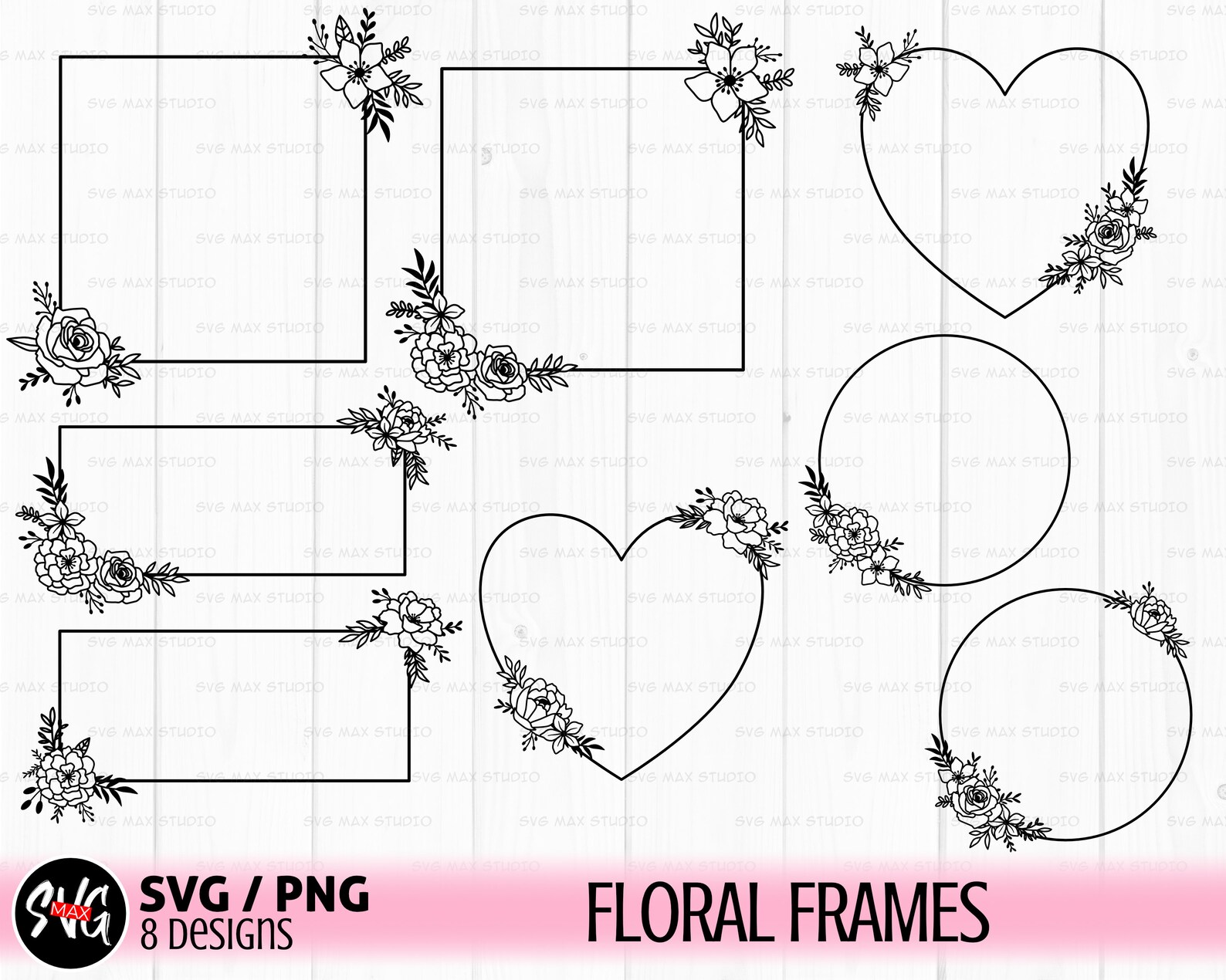 Floral Frame Svg Png Monogram Frame Svg Floral Wreath Svg - Etsy