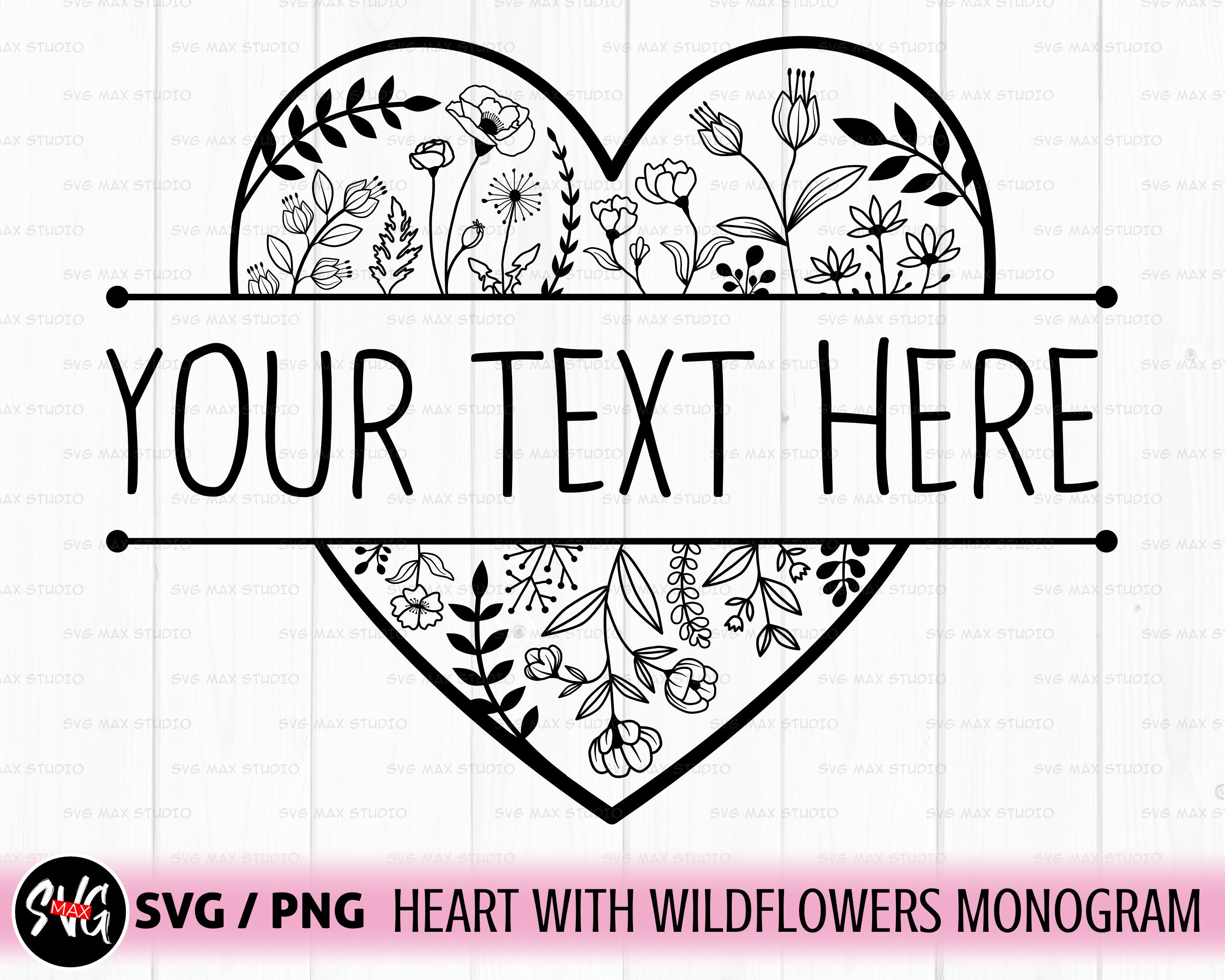 Heart Monogram Svg Floral Border Svg Floral Frame Svg - Etsy