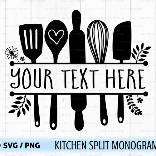 Kitchen Monogram Svg Kitchen Split Frame Svg Flourish Etsy