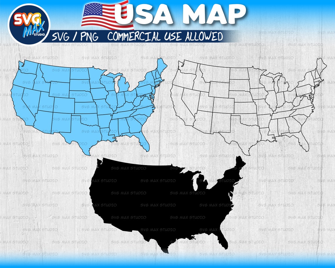USA map svg USA state svg United States map svg 50 states | Etsy