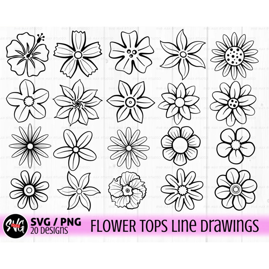 Flower Svg Bundle, Floral Svg, Line Drawing Svg, Wildflower Svg ...