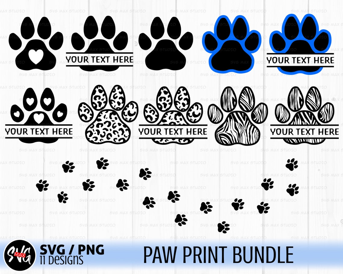 Dog Paw Svg Bundle Paw Print Svg Paw Trail Pet Monogram - Etsy
