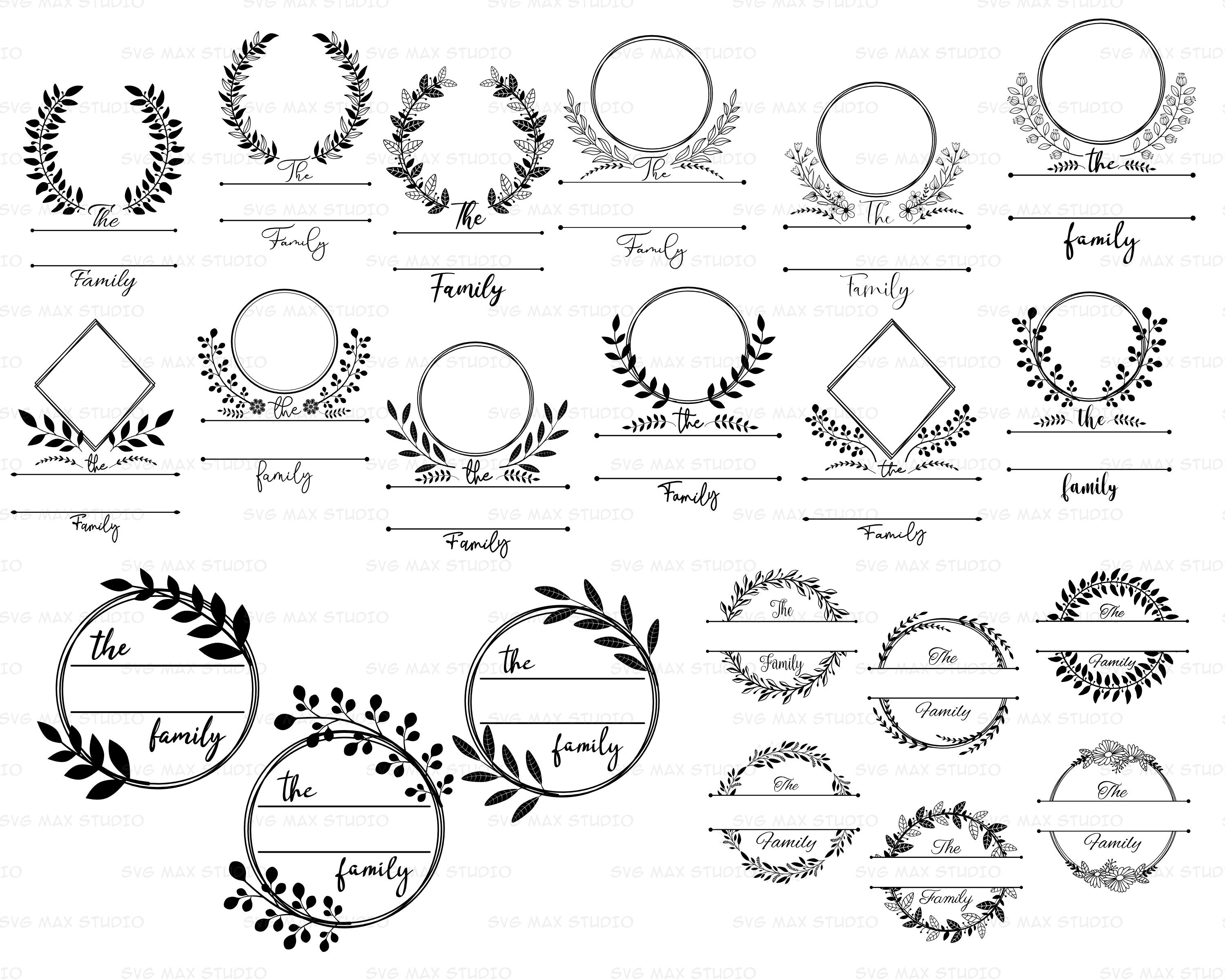 Family Name Monogram Svg Last Name Svg Split Wreath Svg - Etsy