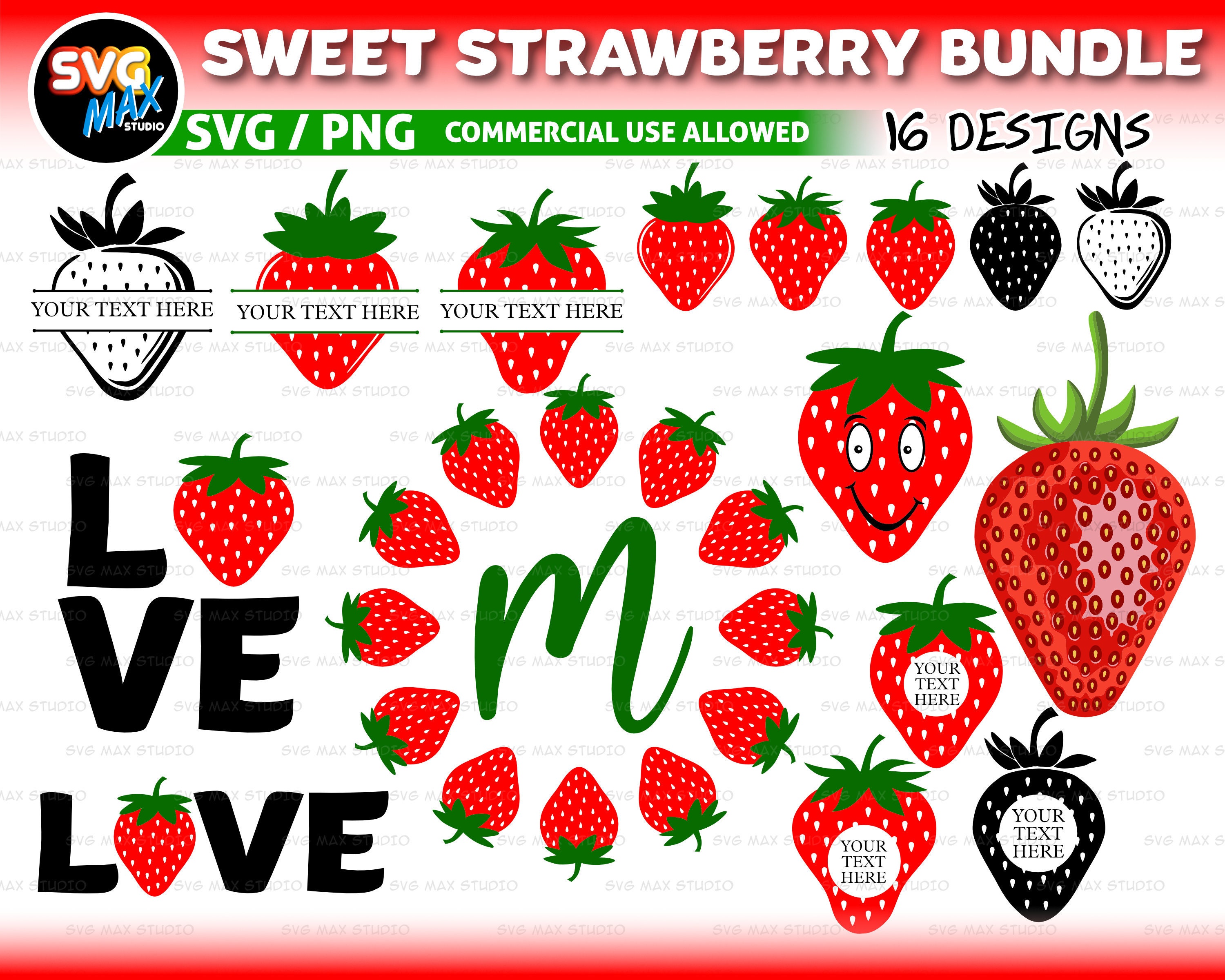 Strawberry svg bundle fruit svg summer fruit svg strawberry | Etsy