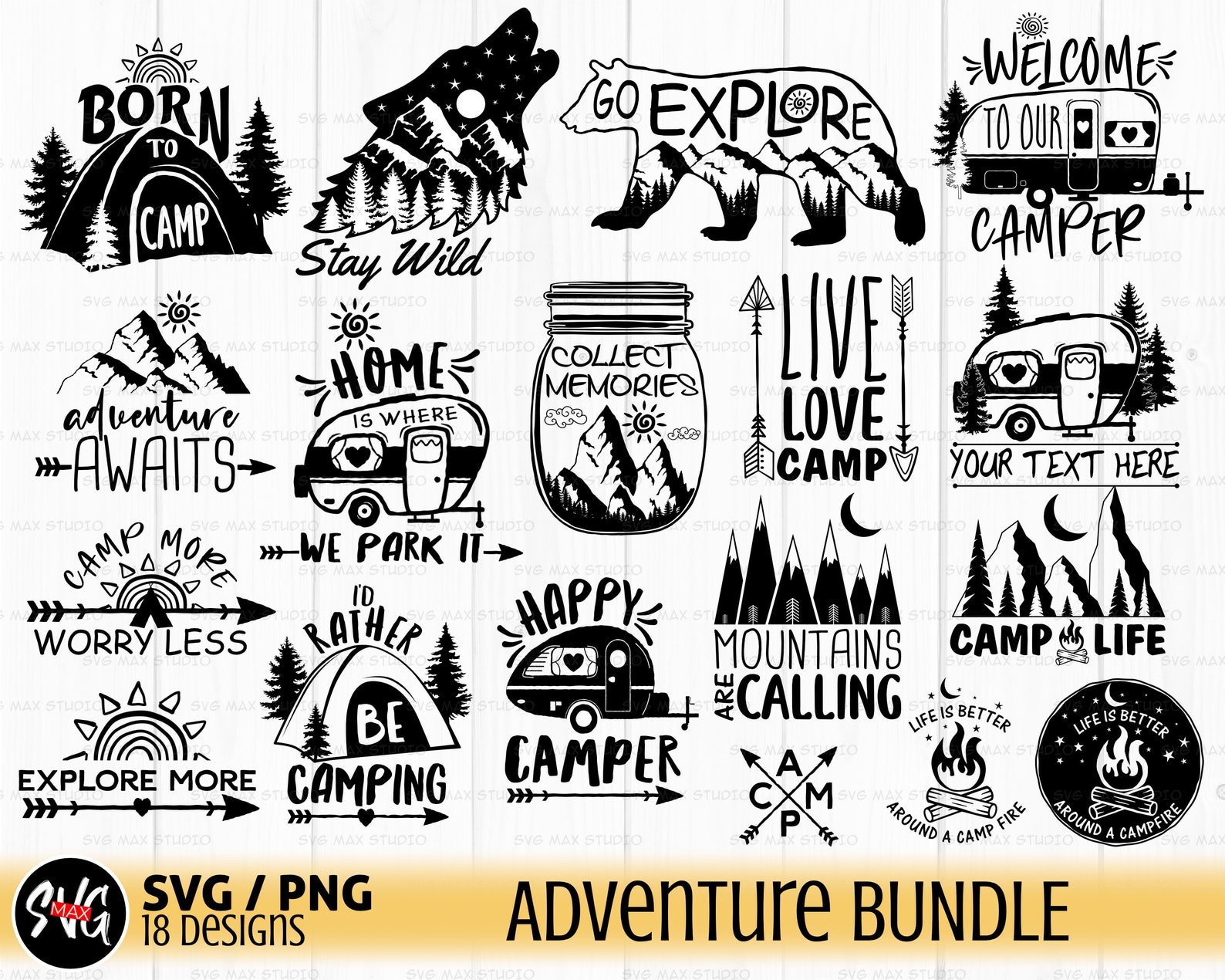 Adventure Svg Bundle Camping Svg Png Happy Camper Svg - Etsy