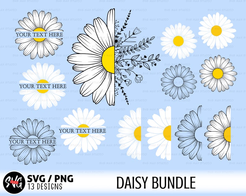 Daisy Svg Wildflower Svg Daisy Clipart Split Monogram Svg | Etsy Canada