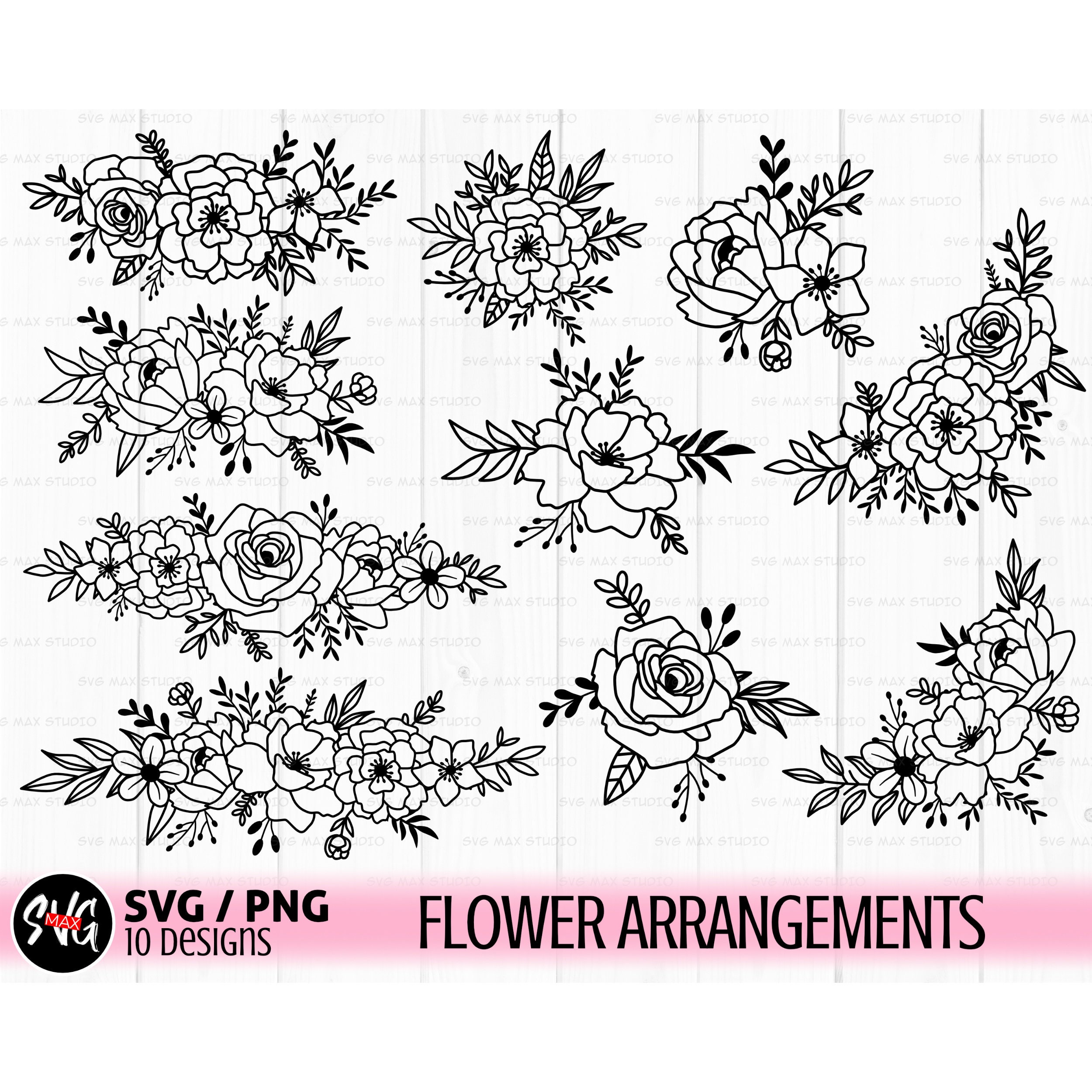 Flower Border Line Design Black