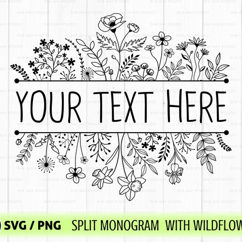 Floral Frame Svg Split Name Frame Svg Flower Border Svg - Etsy