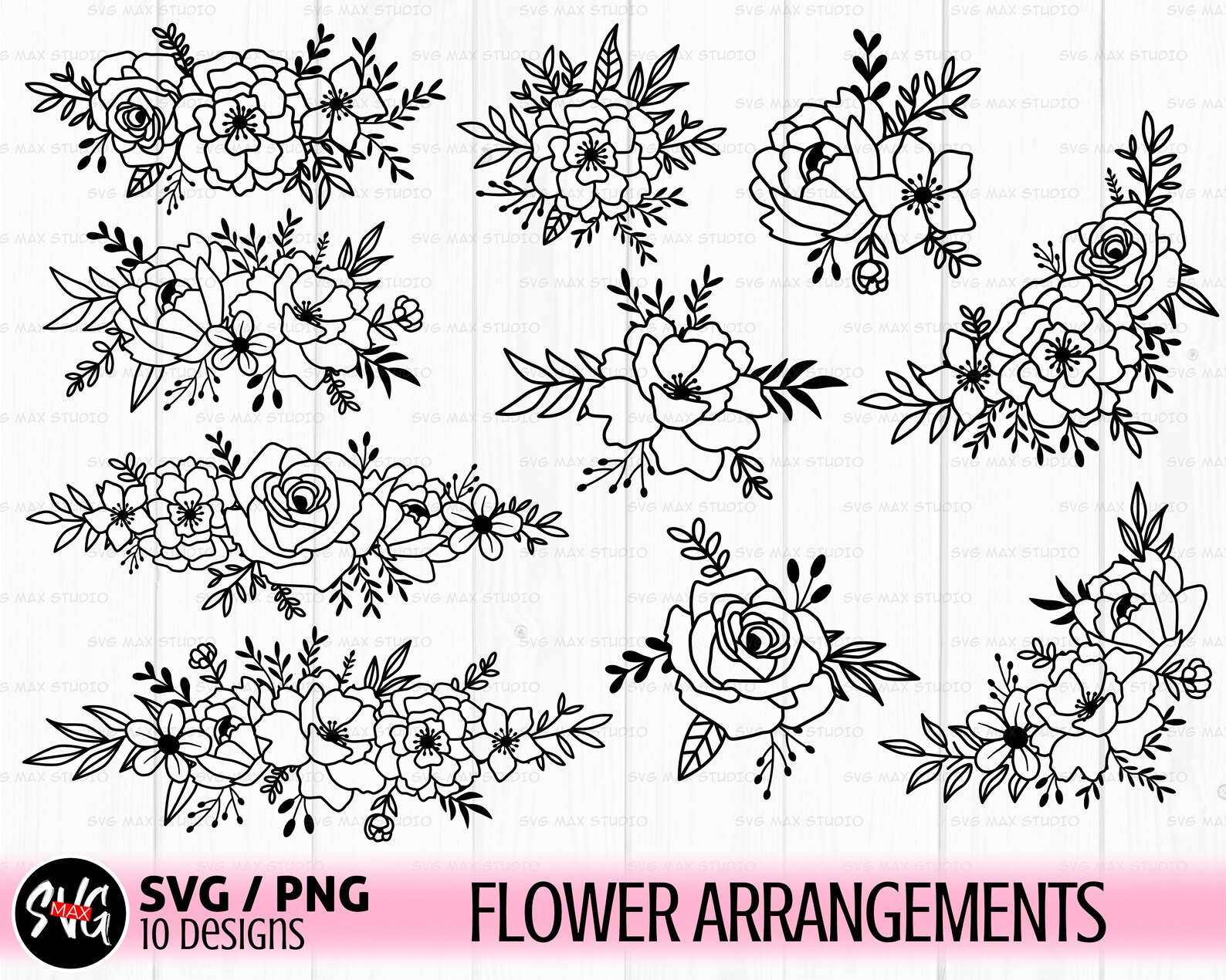 Flower Svg Bundle Wedding Floral Border Svg Floral - Etsy