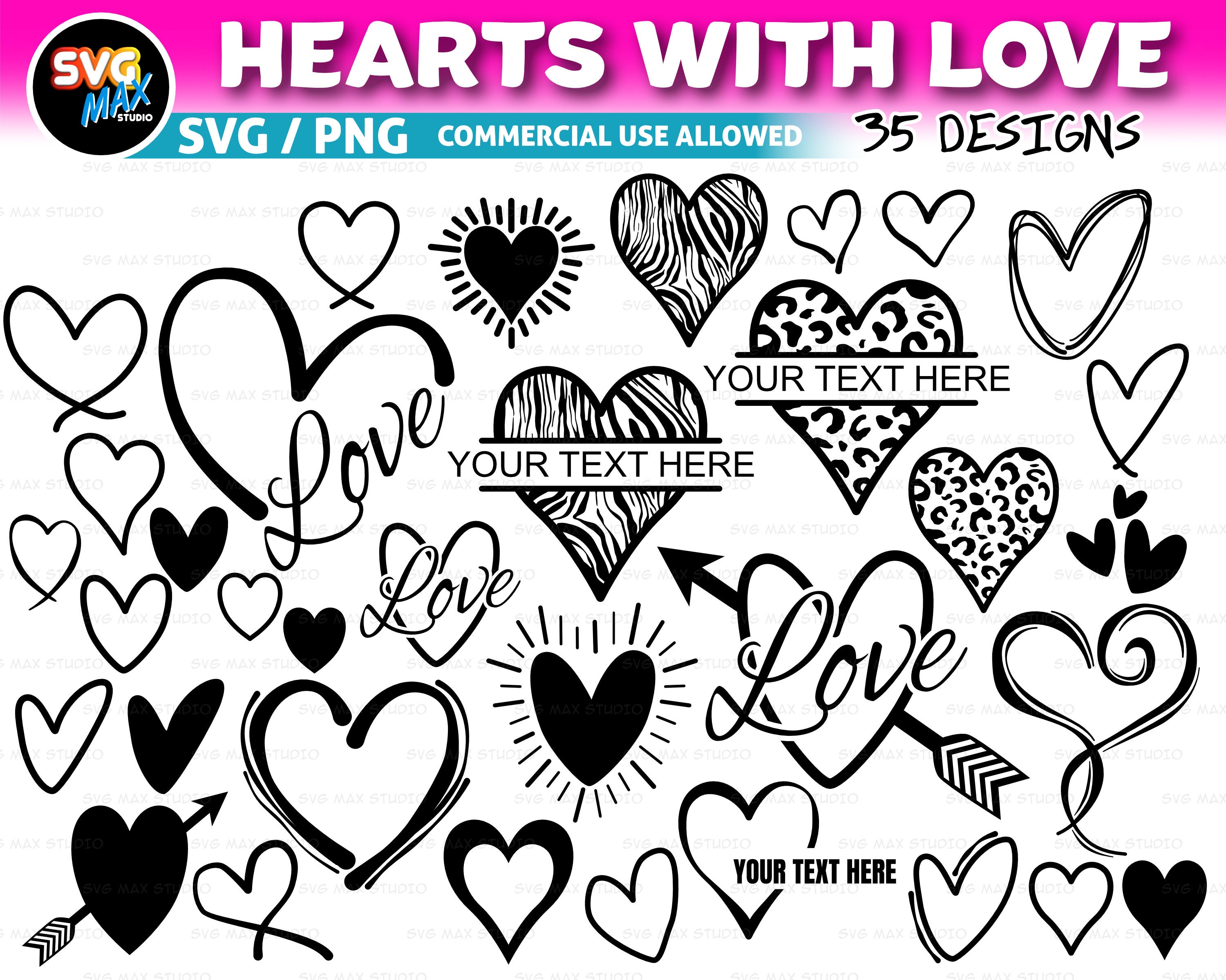 Heart svg bundle valentine svg split monogram svg | Etsy