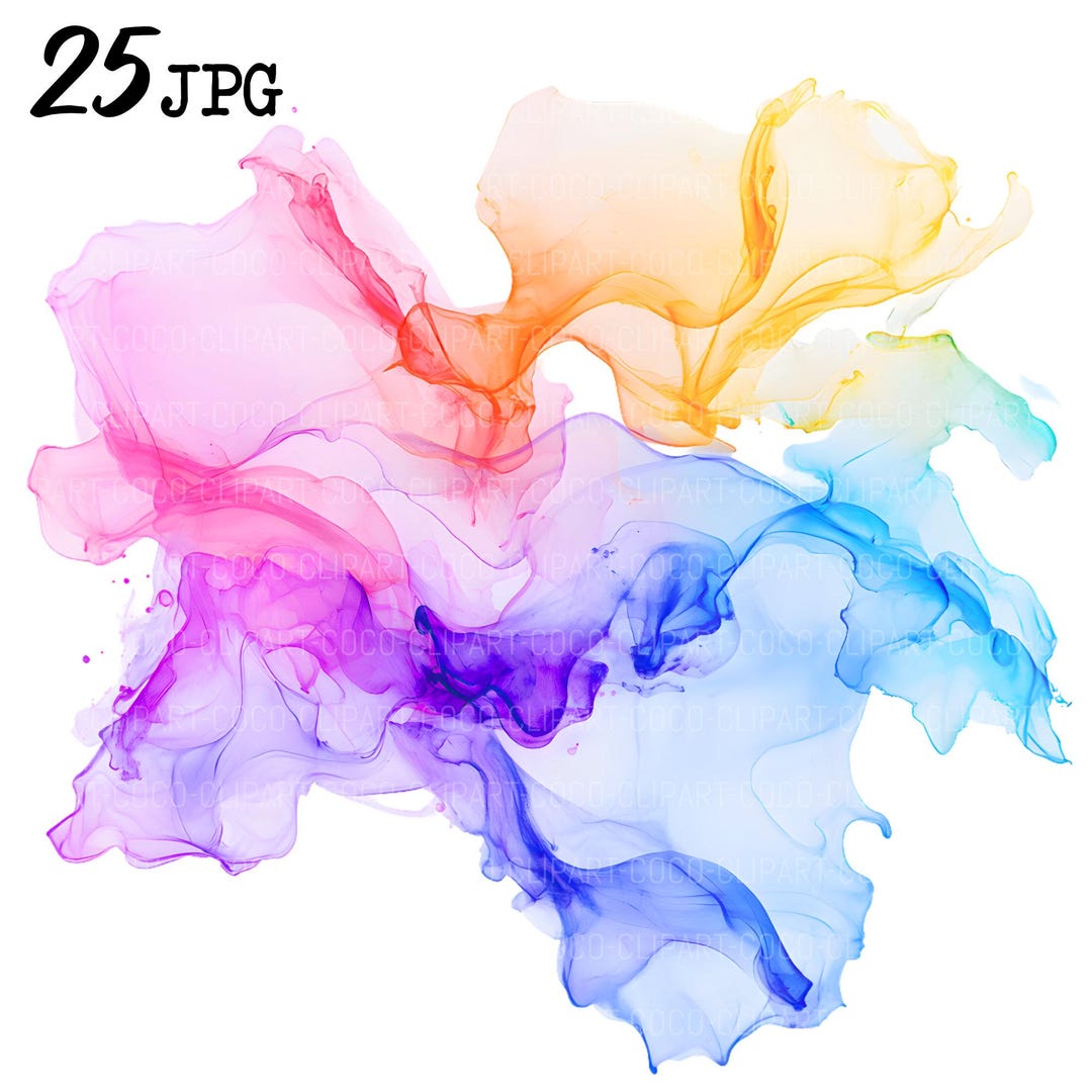 Pastel Watercolor Alcohol Ink Splash Clipart, Paint Splatter Jpg ...